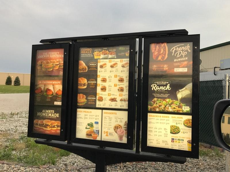 Menu at Runza Restaurant, West Point