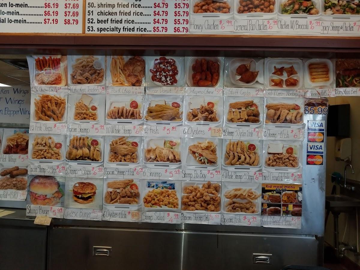 Menu at Tam's Seafood restaurant, Donaldsonville