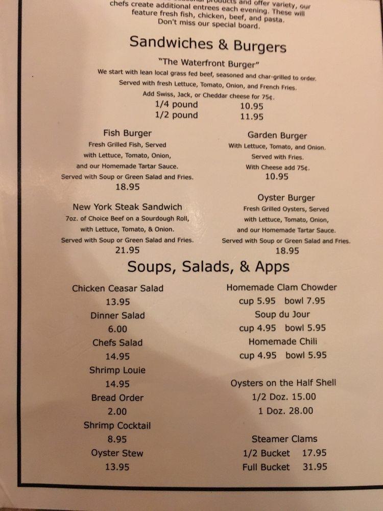 Menu at Café Waterfront pub & bar, Eureka, 102 F St
