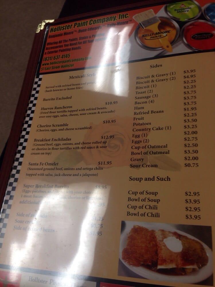 Menu at Country Rose Café cafe, Hollister