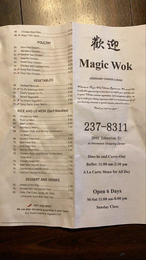 Menu at Magic Wok Chinese Restaurant, Lafayette