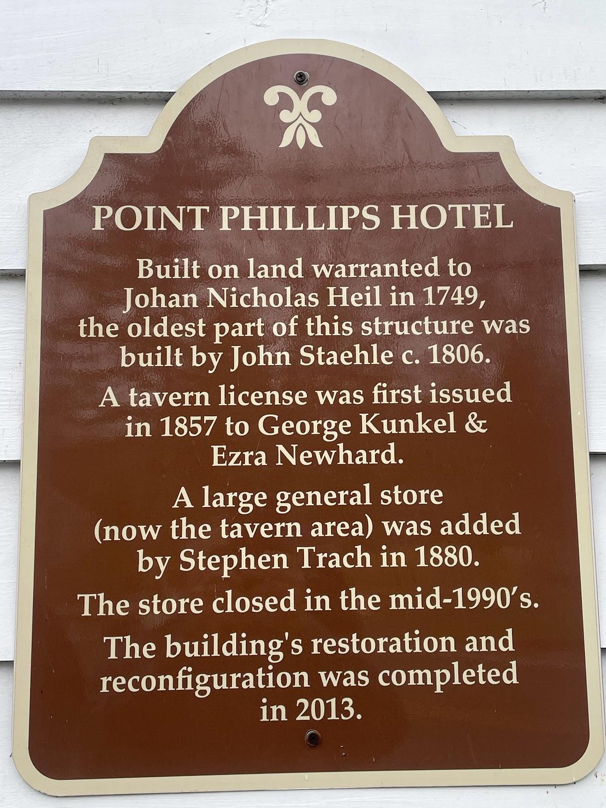 Menu at Point Phillips Hotel restaurant, Danielsville