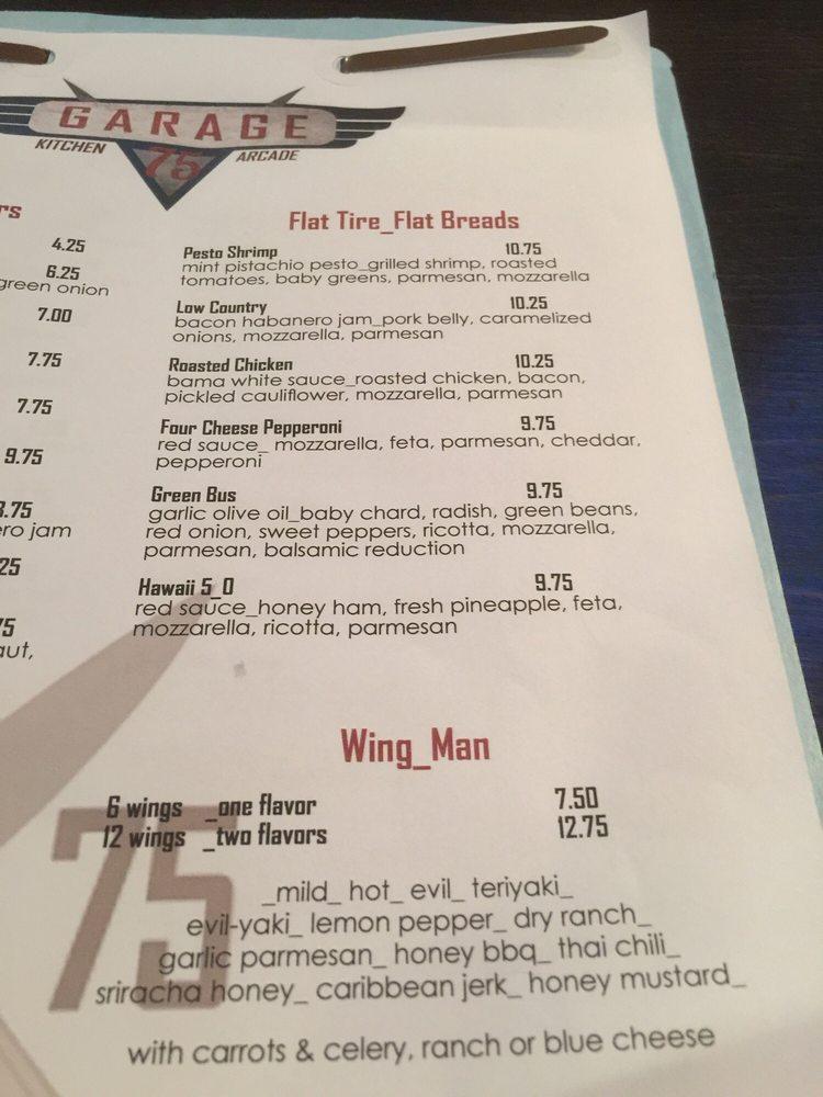 Menu at Garage 75 pub & bar, Charleston, Folly Rd # G