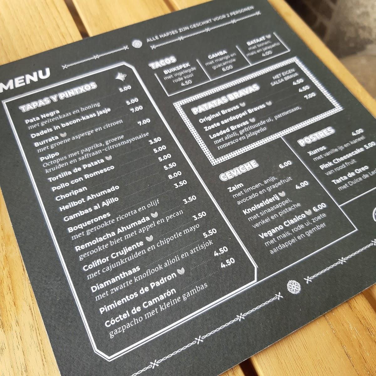 Menu at Gran Cafe Brava, Utrecht