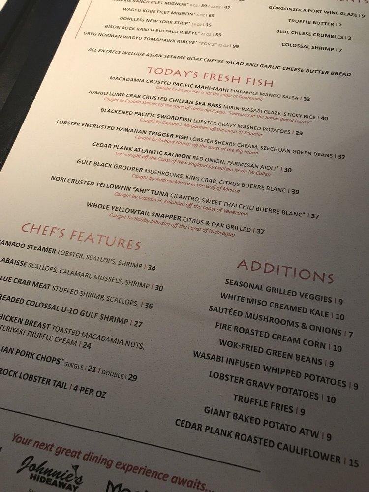 Menu at MoonFish restaurant, Orlando
