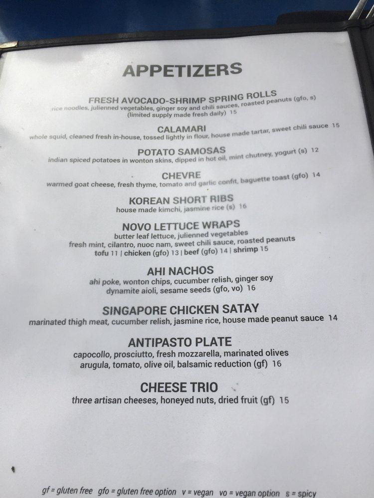 Menu at Novo pub & bar, San Luis Obispo