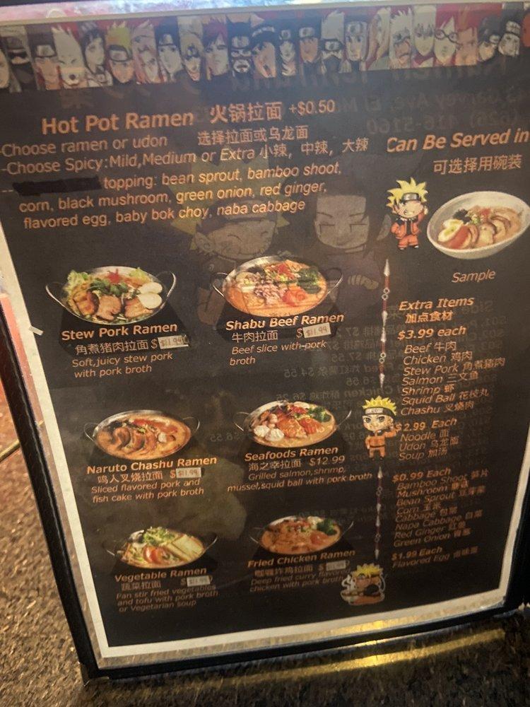 Carta del restaurante Ramen Ichiraku, El Monte, Garvey Ave