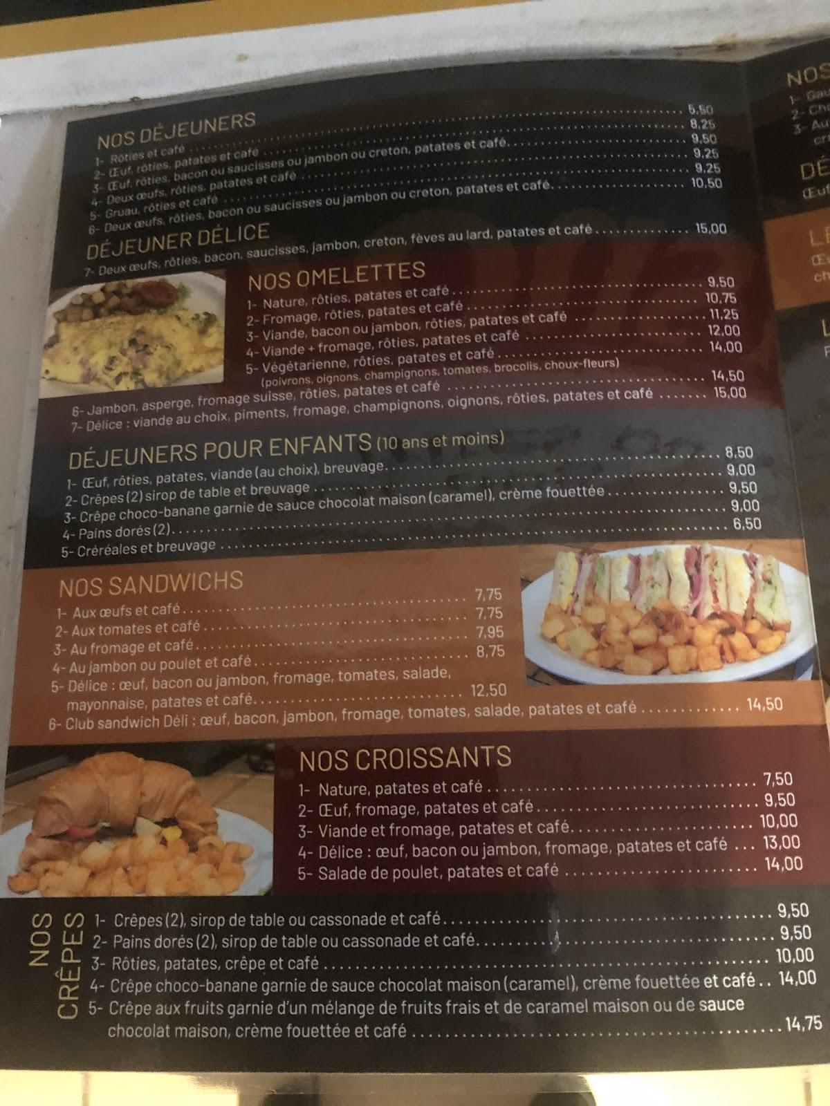 Menu au Restaurant Le Délice, Saguenay