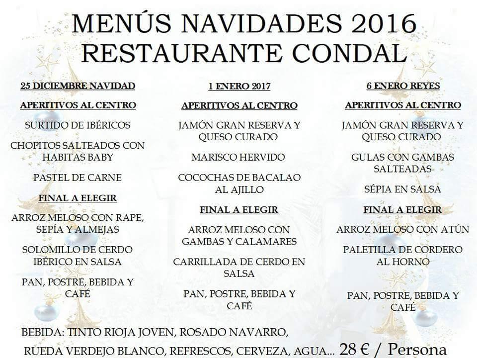 Carta de Restaurante Condal, Benidorm