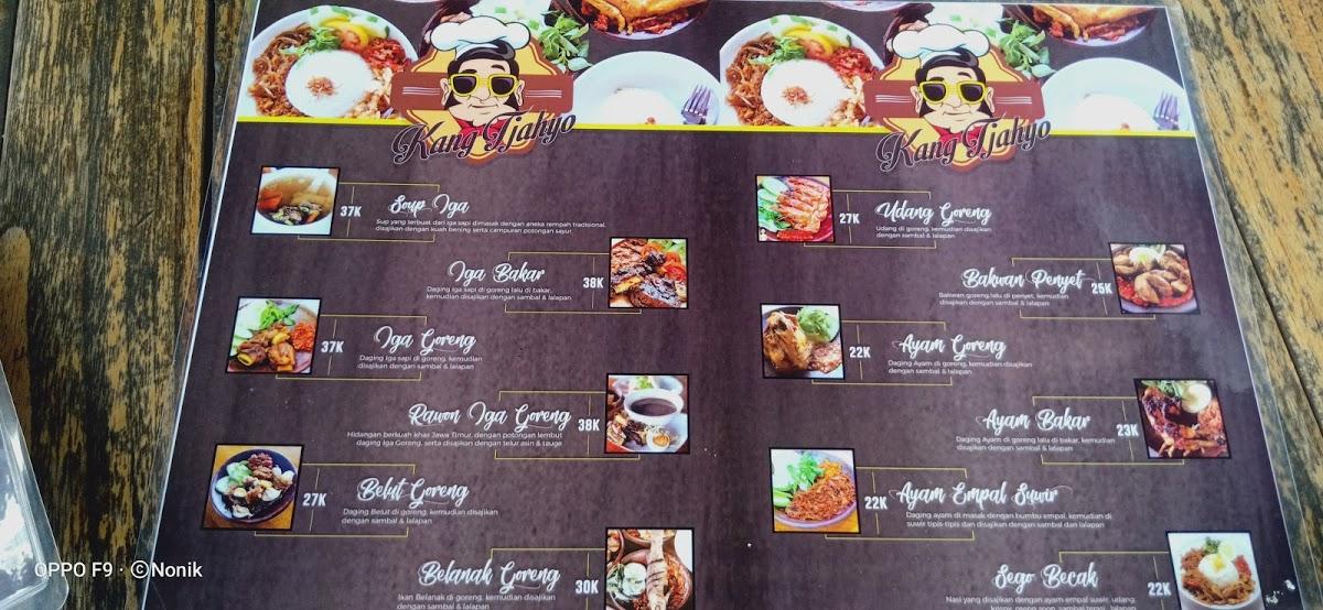 Carta del restaurante kang tjahyo resto, Semarang