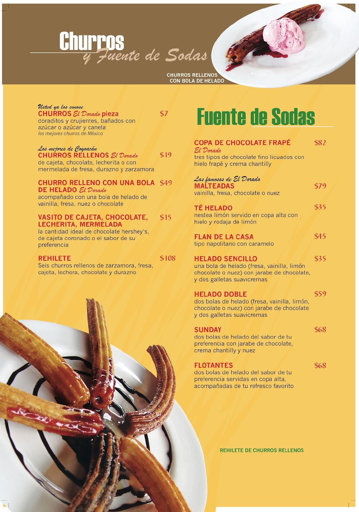 Carta del restaurante Churros El Dorado, Ciudad del México, Calz. del ...