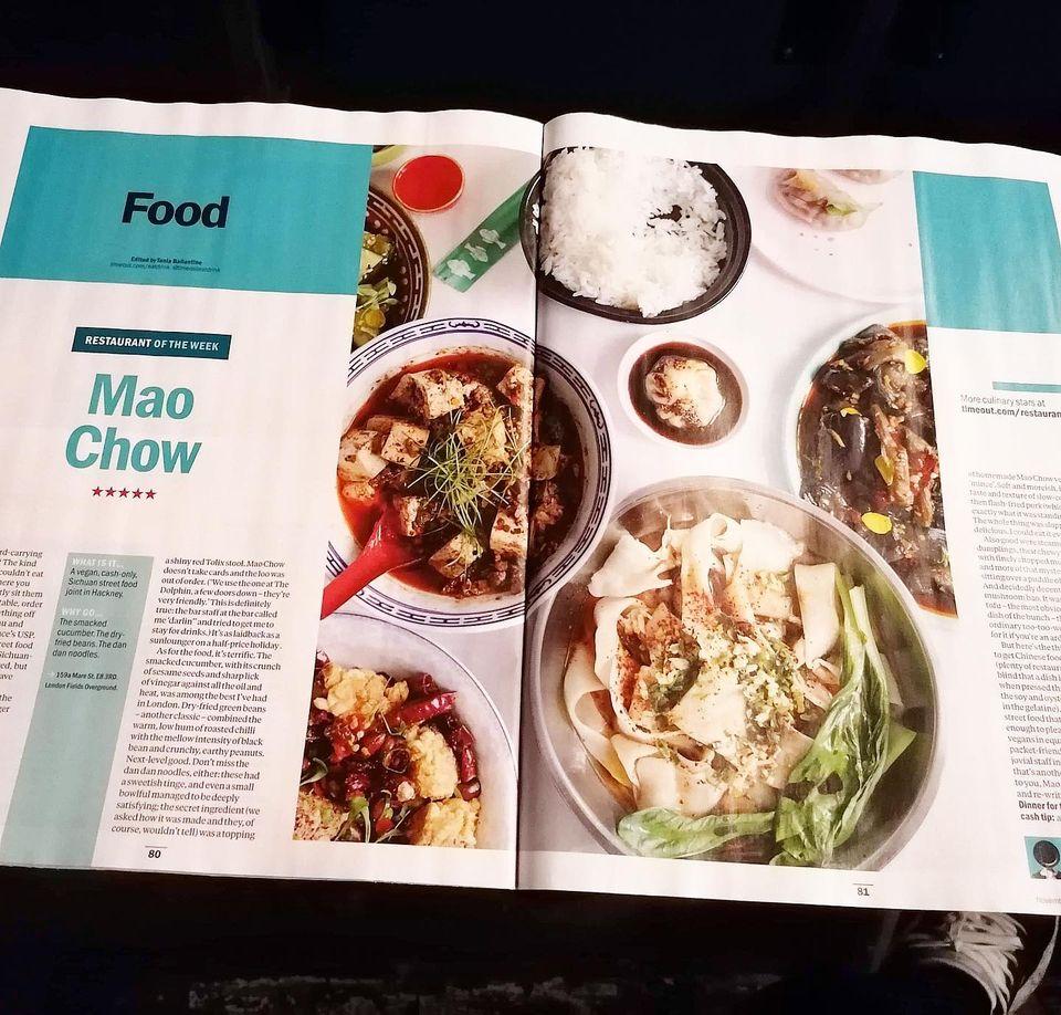 Menu at Mao Chow restaurant, England