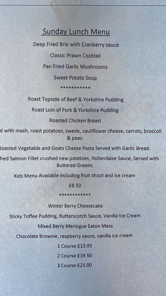 Menu at The Three Horseshoes pub & bar, Billingham, Cowpen Bewley
