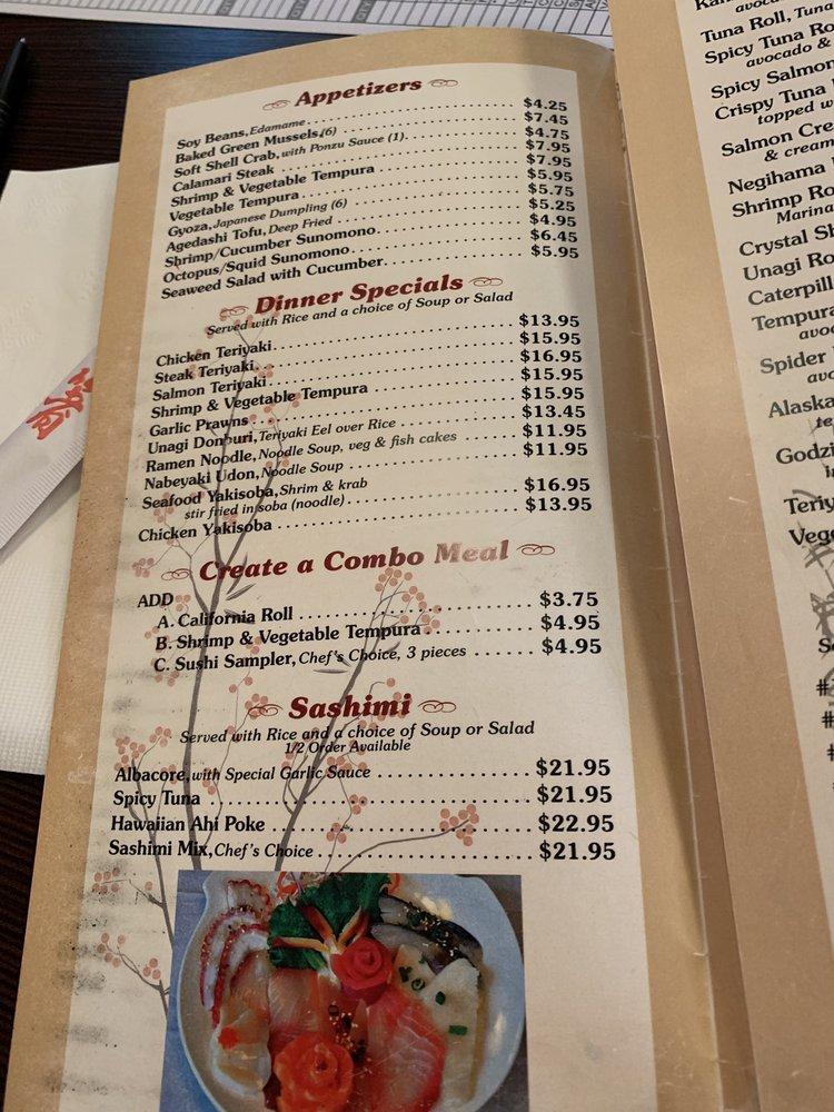 Menu at Tokyo Japanese Restaurant, Twin Falls