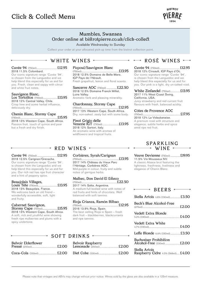 Menu at Bistrot Pierre - Mumbles Swansea restaurant, The Mumbles ...