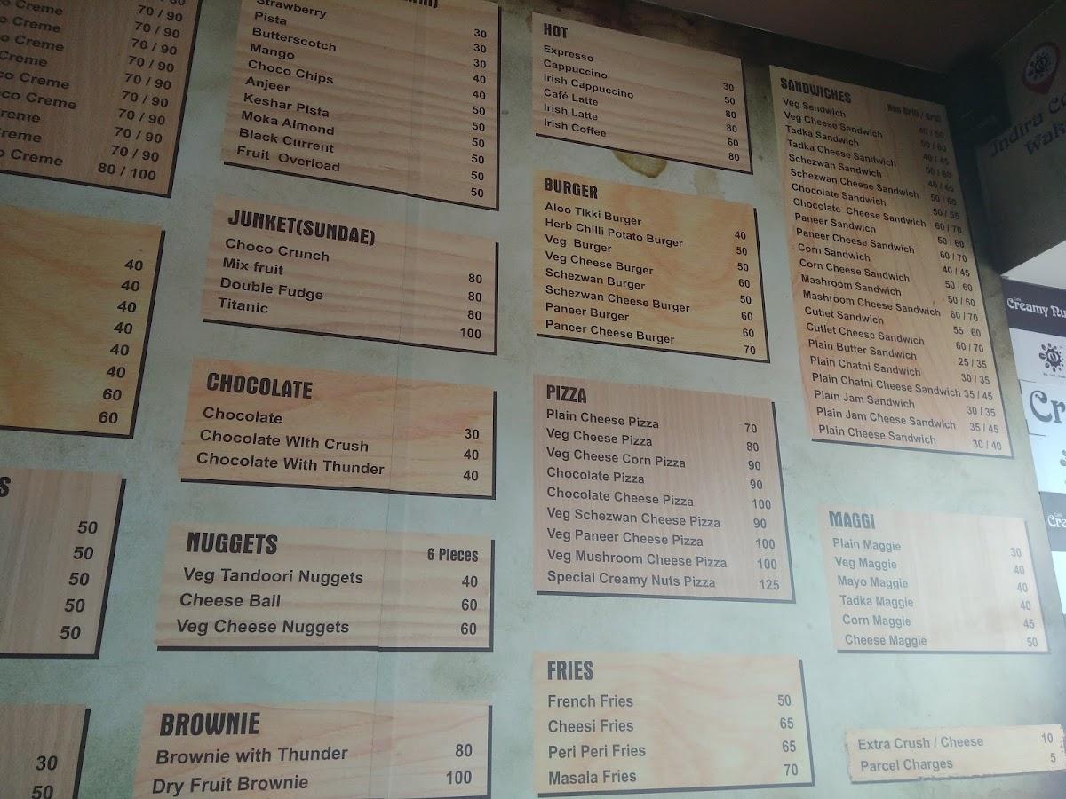 Menu at Café Creamy Nuts, Uruli Kanchan