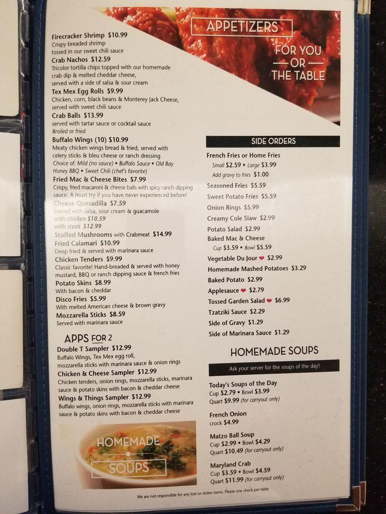 Menu at Double T Diner pub & bar, Annapolis