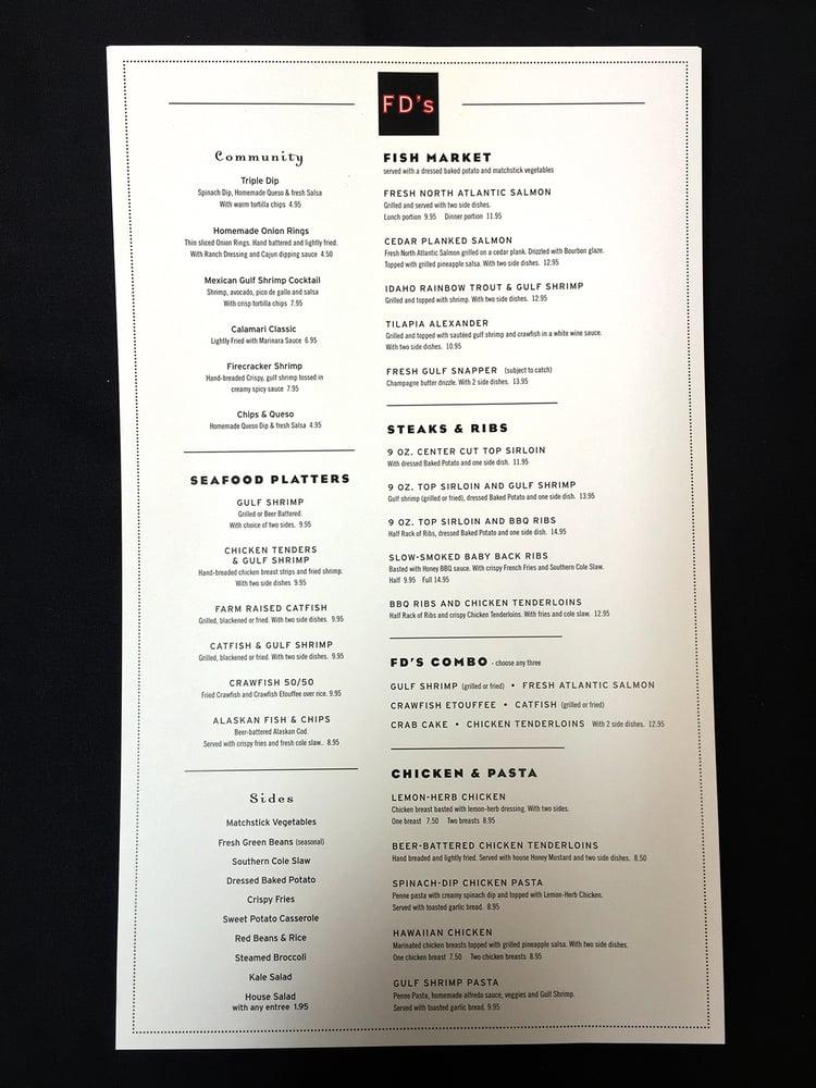 Menu at FD's Grill House pub & bar, Pflugerville