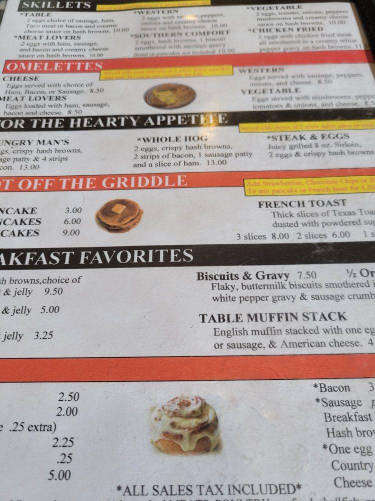 Menu at Family Table restaurant, Denison