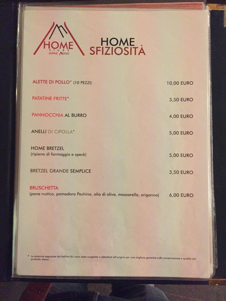 Menu at Home Stube pub & bar, Madonna di Campiglio