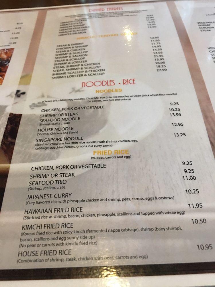 Menu at Miyako Japanese Cuisine restaurant, Laurinburg