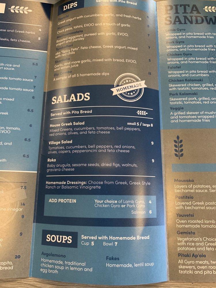 Menu at Pita Pitaki restaurant, Long Beach