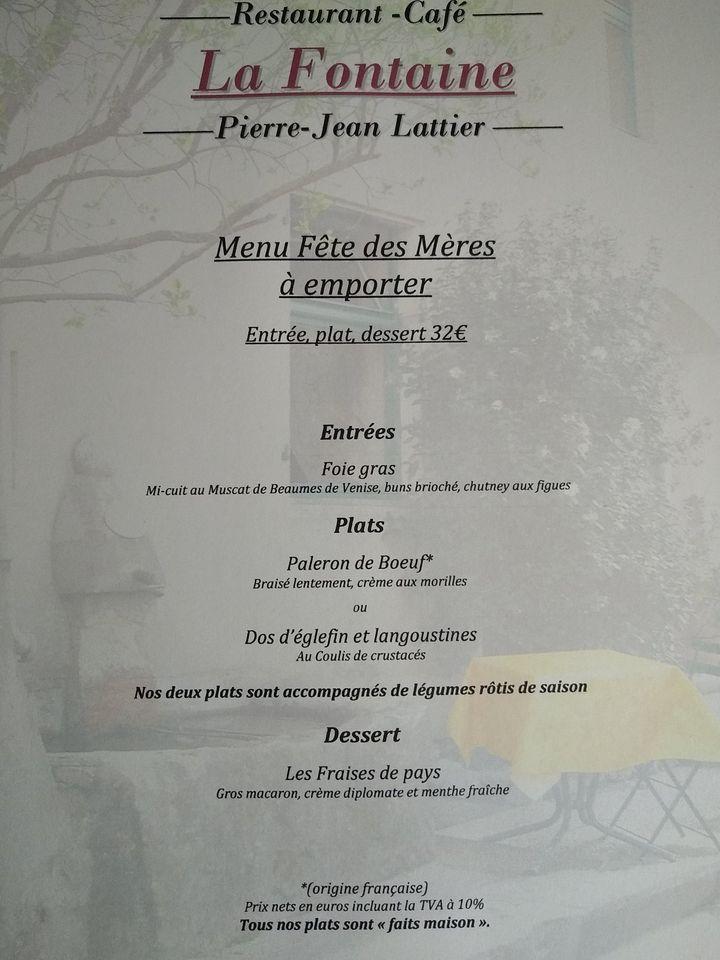 Menu au Restaurant La Fontaine - L’Artiste et le Cuisinier, Cliousclat