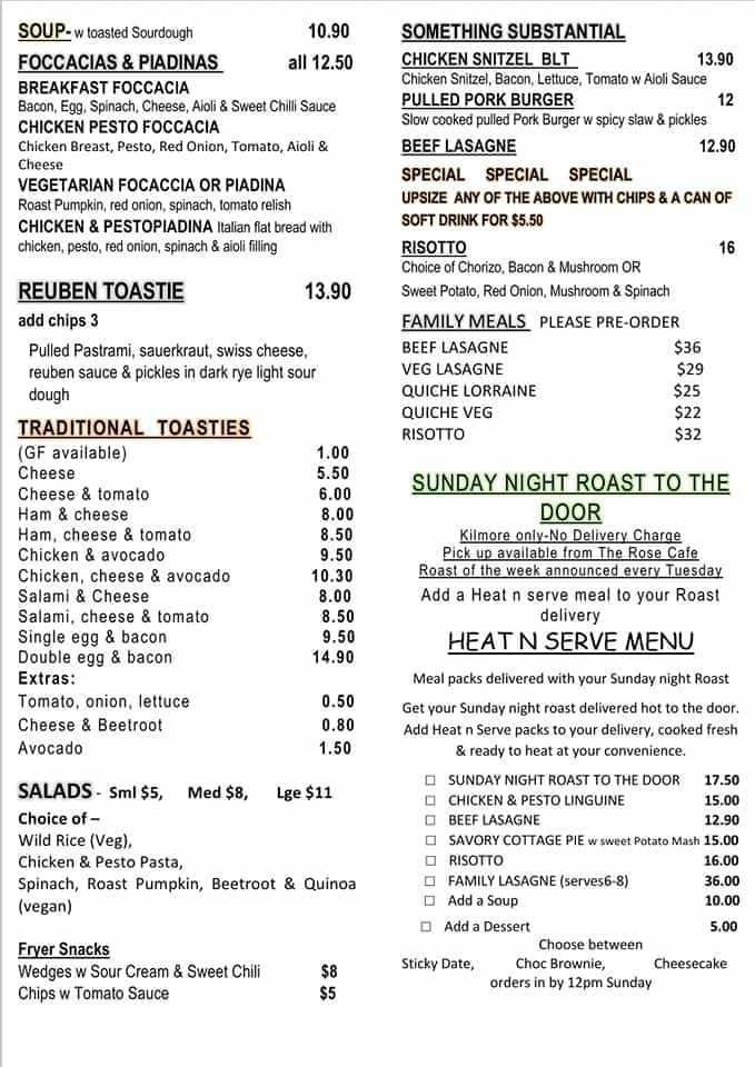 Menu at Oddfellows Cafe Kilmore, Kilmore