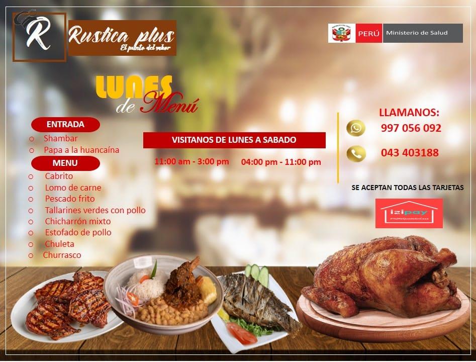 Carta de Restaurante Rustica Plus, Chimbote