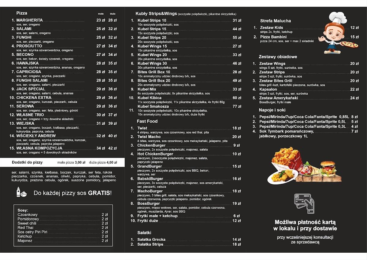 Menu at Andrew restaurant, Gródki