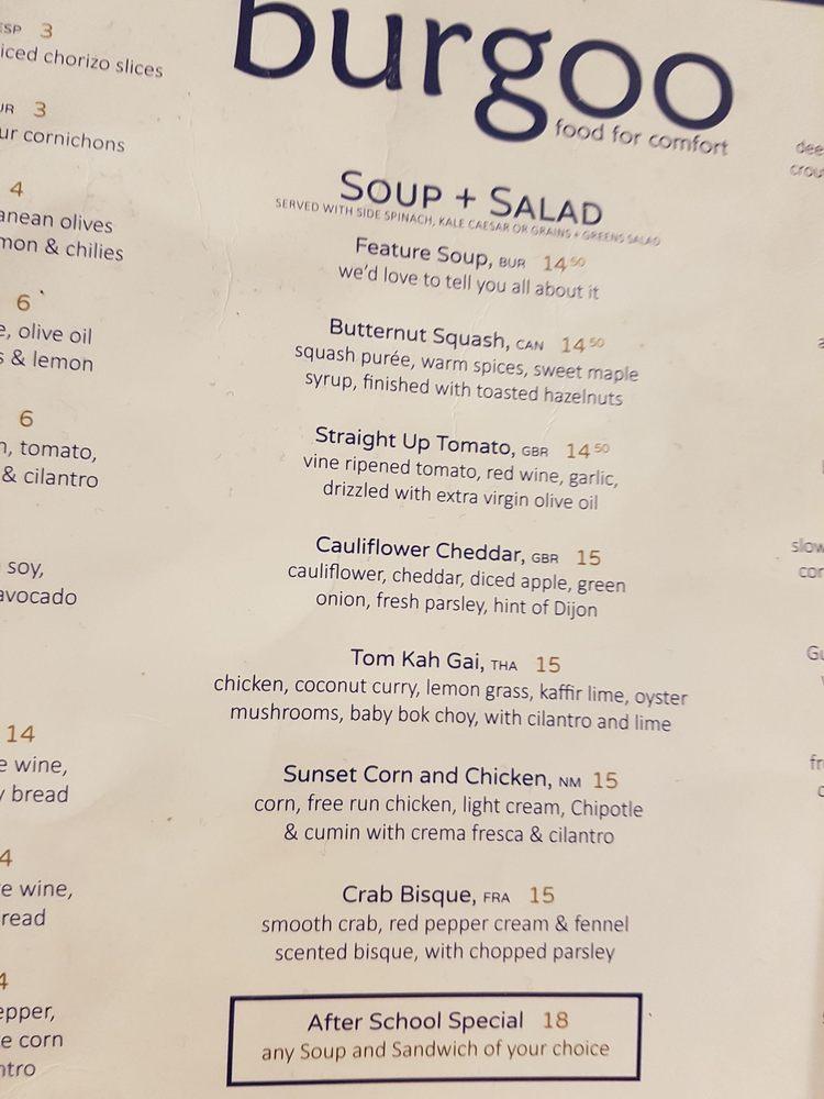 Menu at Burgoo pub & bar, Vancouver, 101-1100 Burrard St