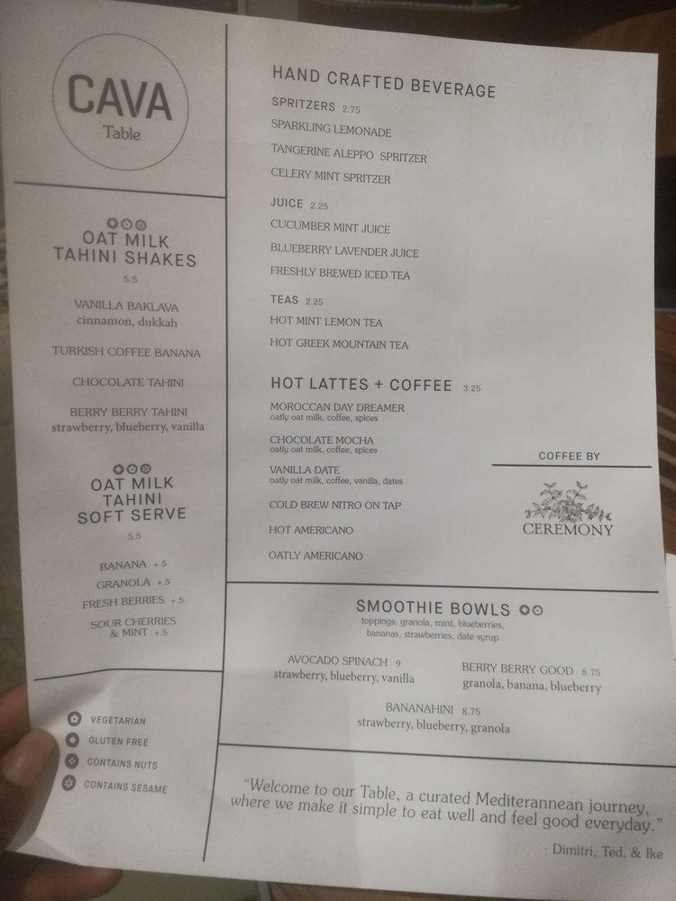 Menu at CAVA Table pub & bar, Woodbridge