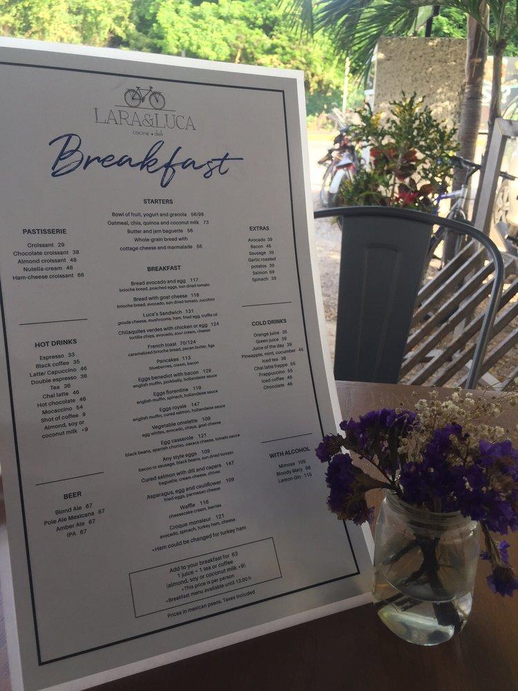 Menu at Lara&Luca Playa del Carmen restaurant, Playa del Carmen