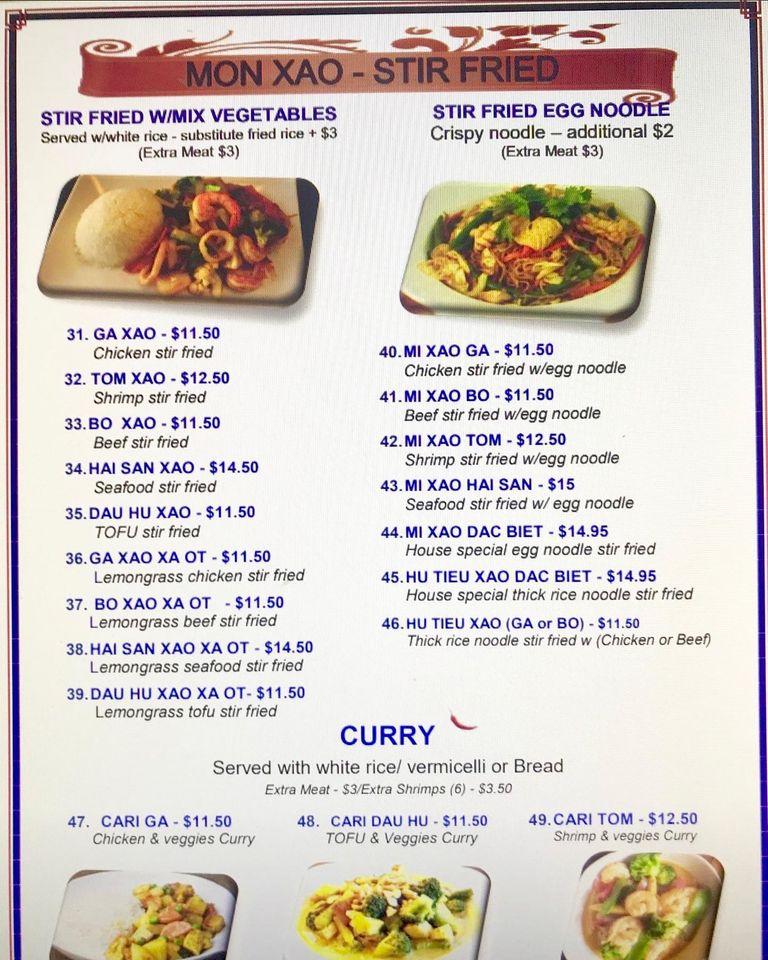 Menu at Pho Ngon restaurant, Charlotte, Ayrsley Town Blvd