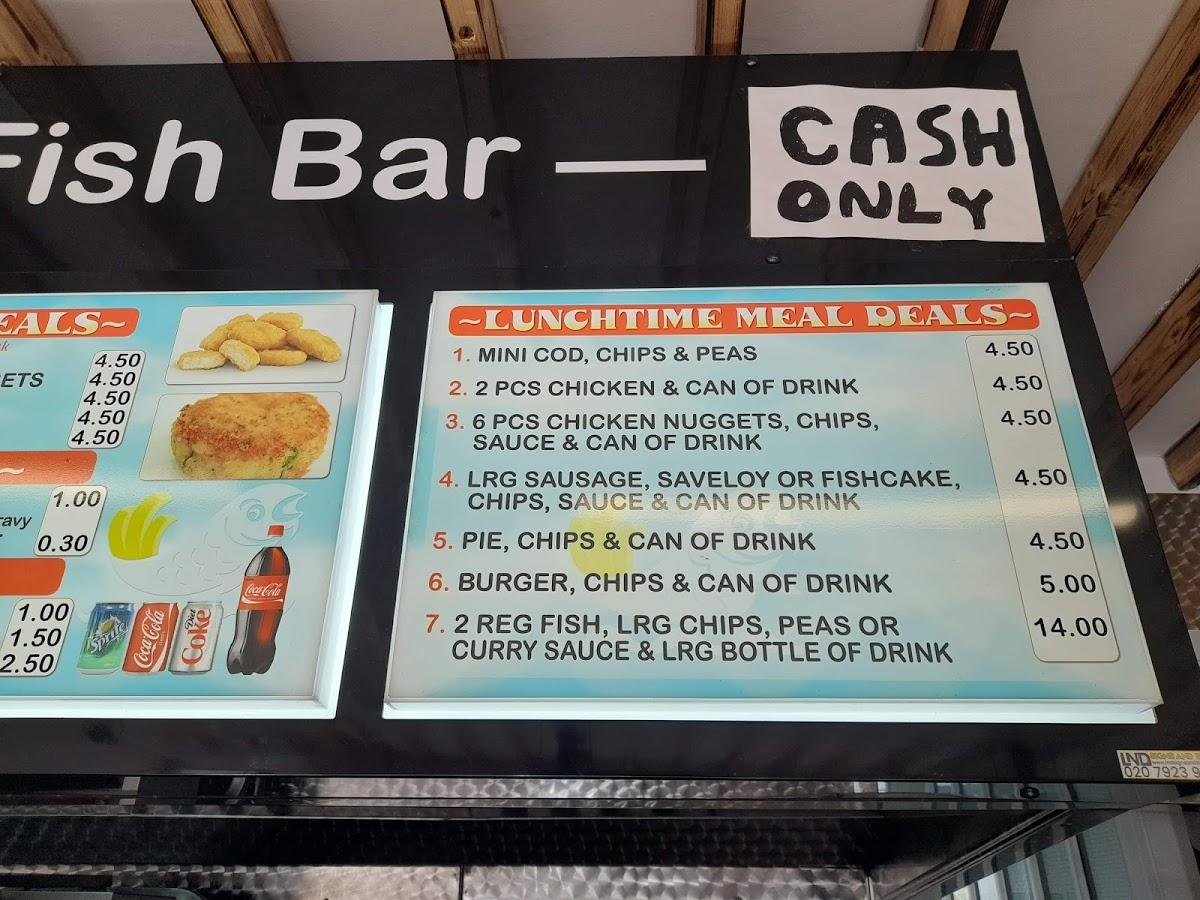 Menu at Station Fish Bar, Longfield