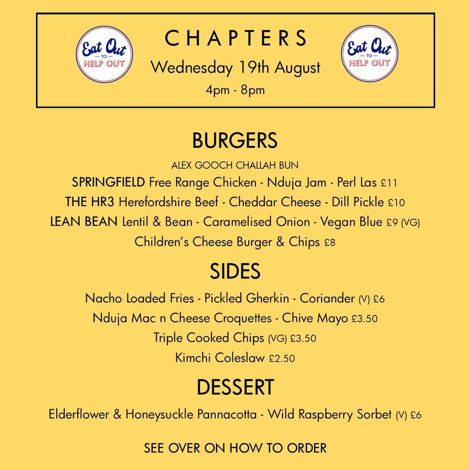 Menu at Chapters Restaurant, Hay-on-Wye