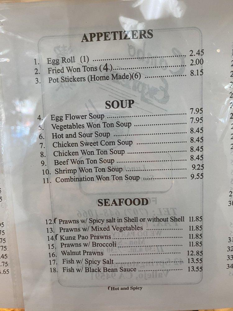 Menu at Combo Express restaurant, Vallejo