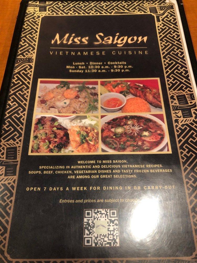 Menu at Miss Saigon restaurant, Tucson, N Campbell Ave