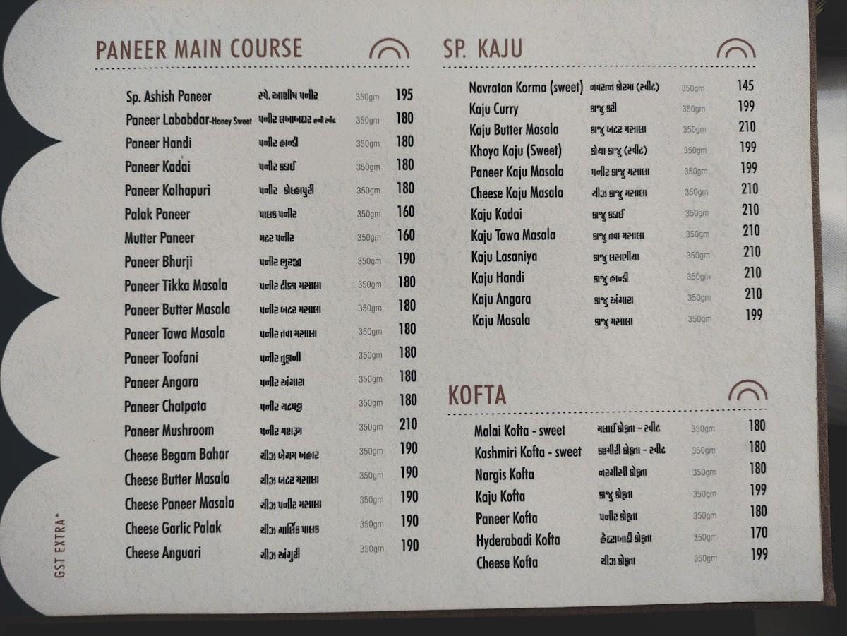 Menu at Ashish Restaurant, Surat, Nana Varachha Rd