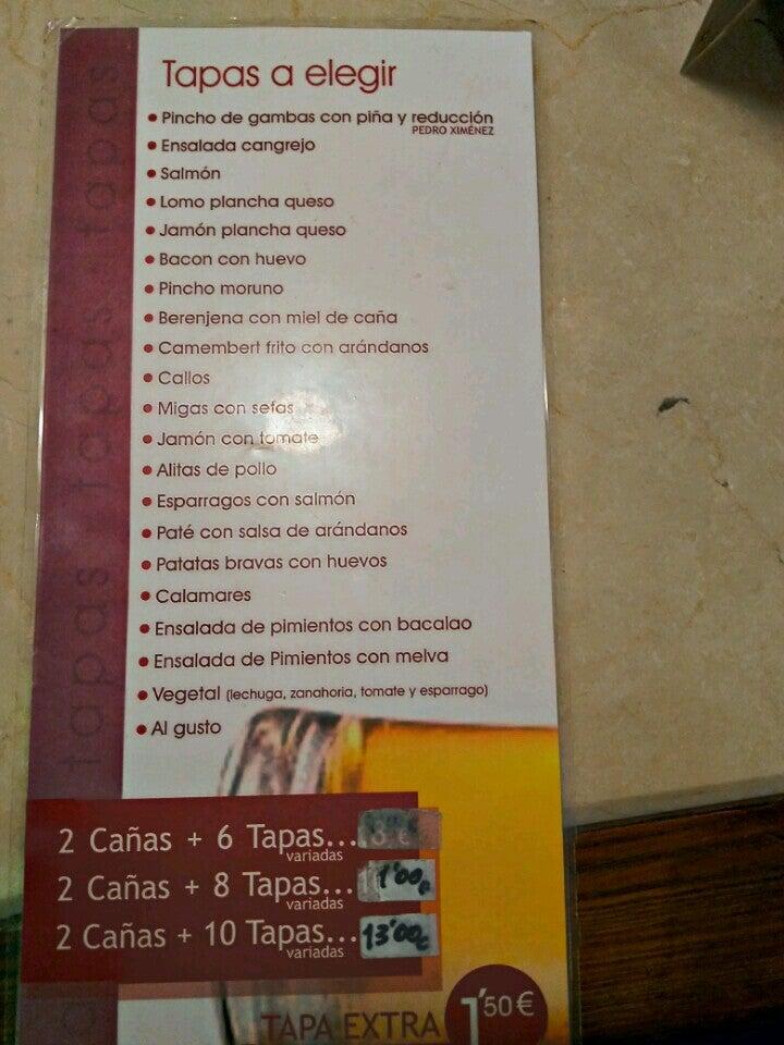 Carta del pub y bar La Bodega De Gran Via, Granada