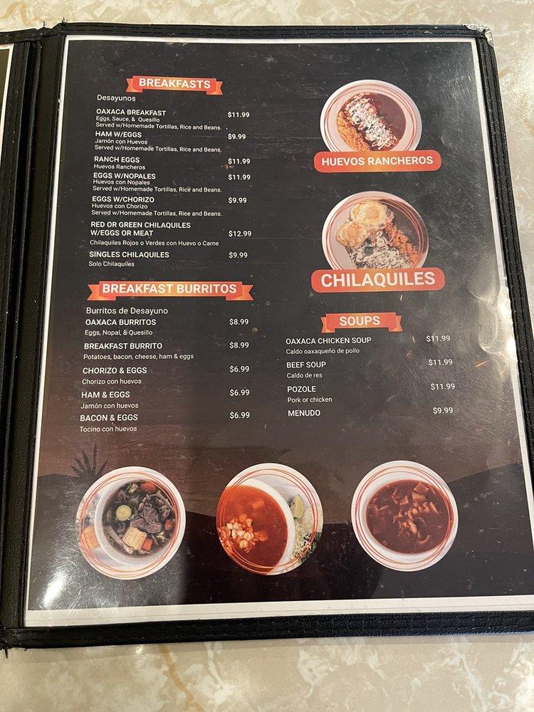 Carta del restaurante Tierra del sol, Tolleson