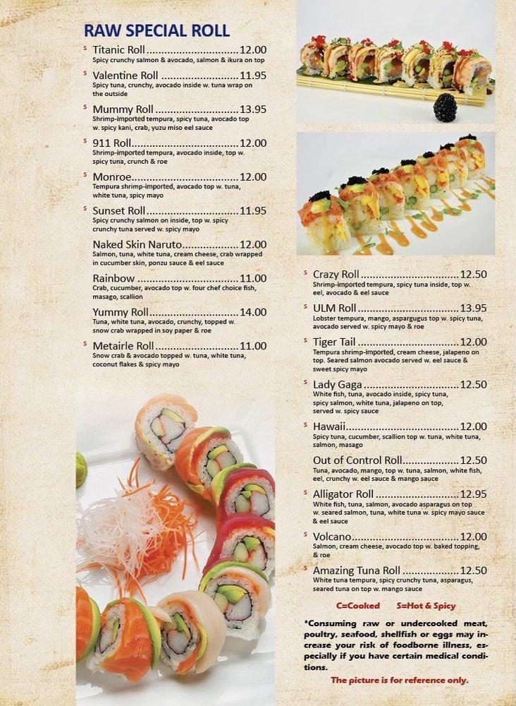 Menu at Ronin Steak & Sushi House restaurant, Ruston