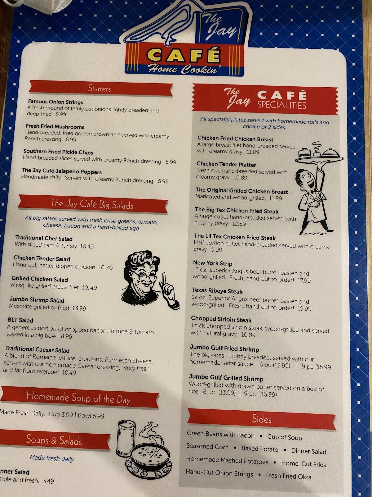 Menu at The Jay Cafe, Needville