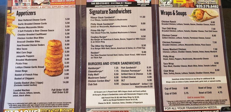 Menu at The Other Bar In Waupun, Waupun