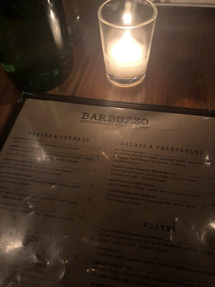 Menu at Barbuzzo, Philadelphia