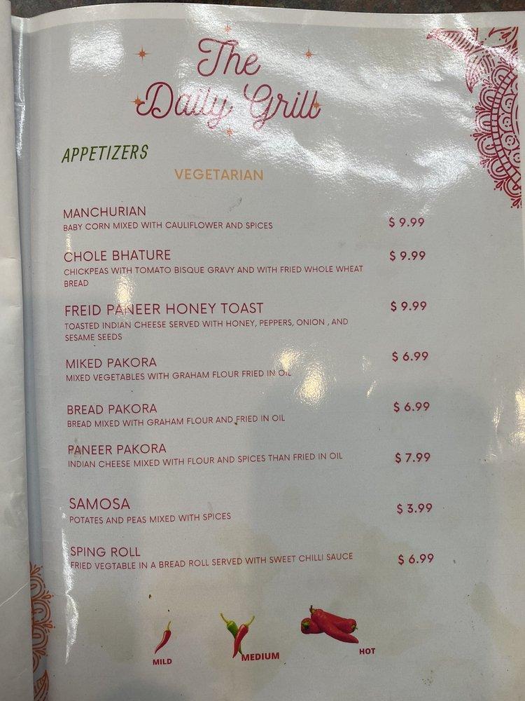 Menu at DAILY GRILL INDIAN RESTAURANT, Napoleon