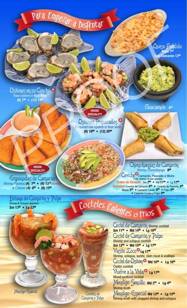 Menu at Las Islitas restaurant, San Jose