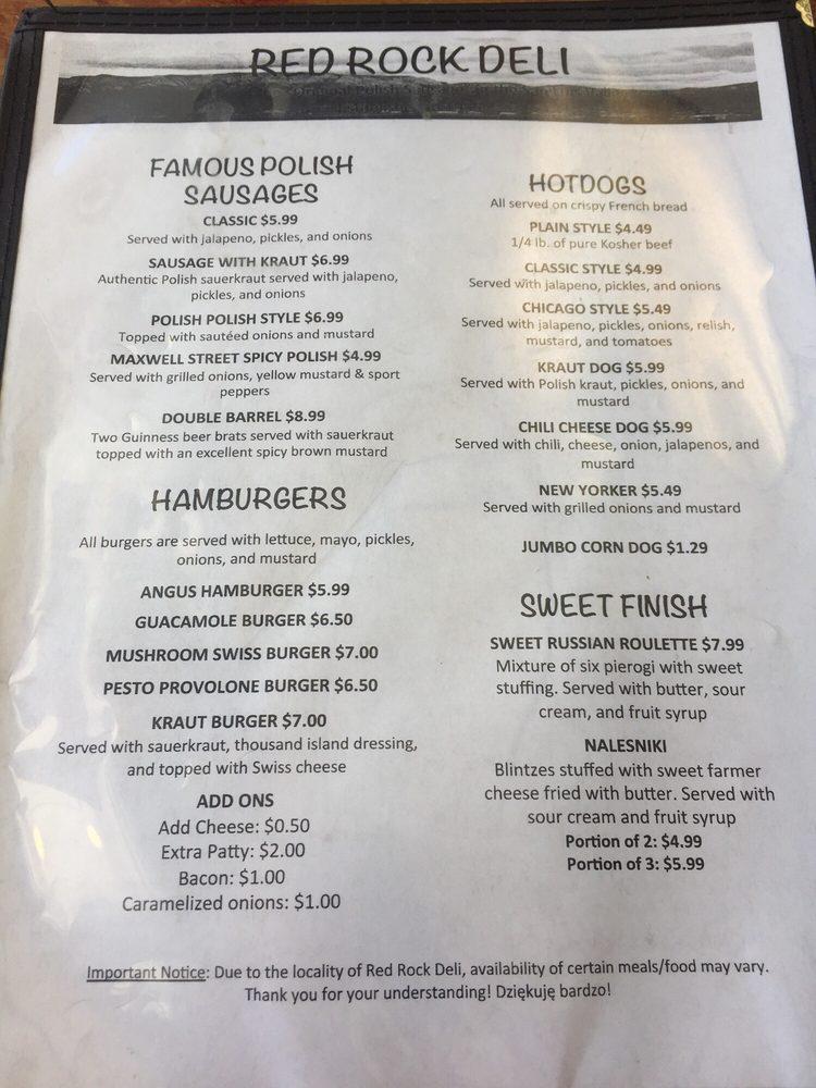Menu at Red Rock Deli restaurant, Albuquerque, San Mateo Pl NE