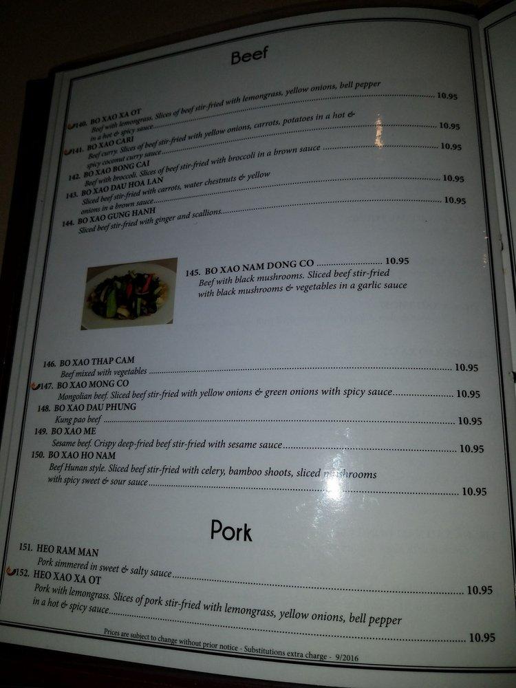 Menu at Saigon Basil restaurant, Northglenn