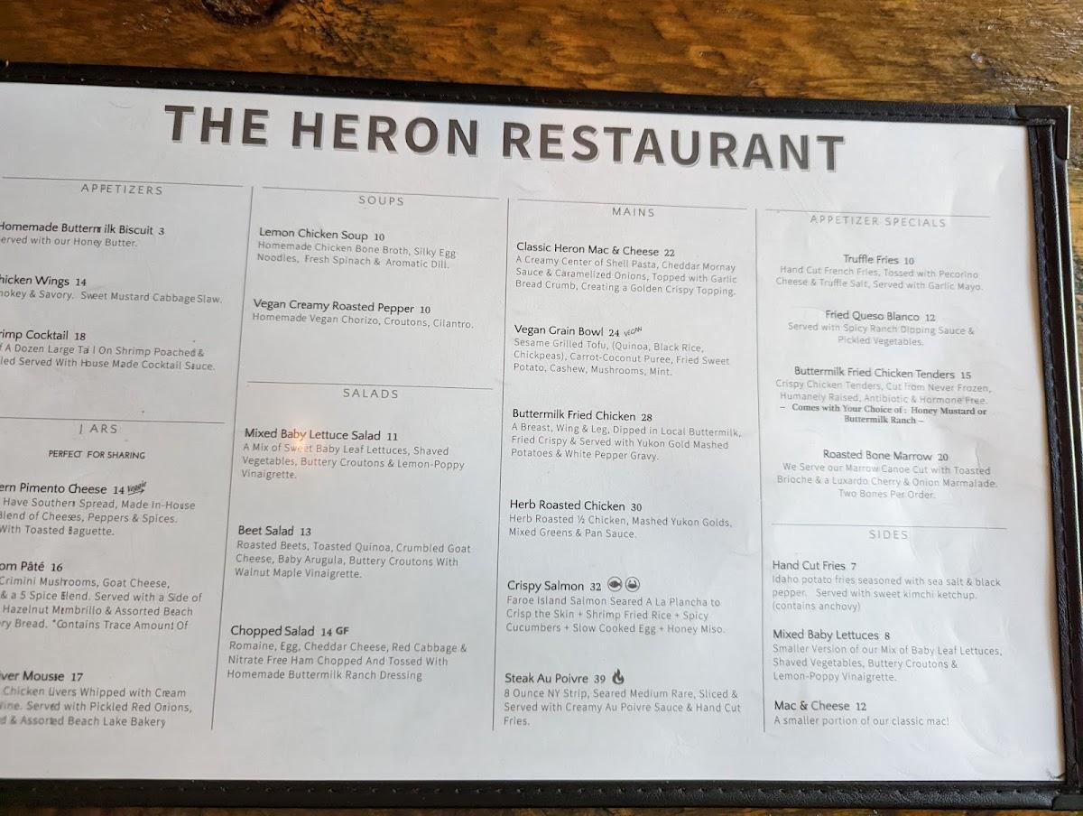 Menu at The Heron Restaurant, Narrowsburg, 40 Main St